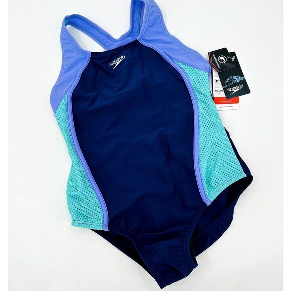 Speedo | Swim | Speedo Girlsswimsuit One Piece Mesh Splice Thick Strap ...